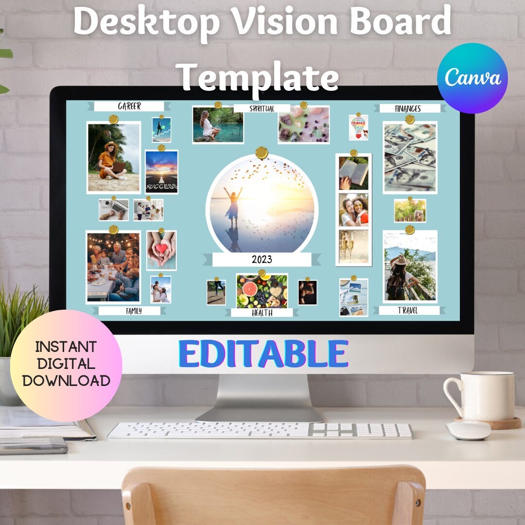 Vision Board Digital, Editable Vision Board Template, Manifestation ...