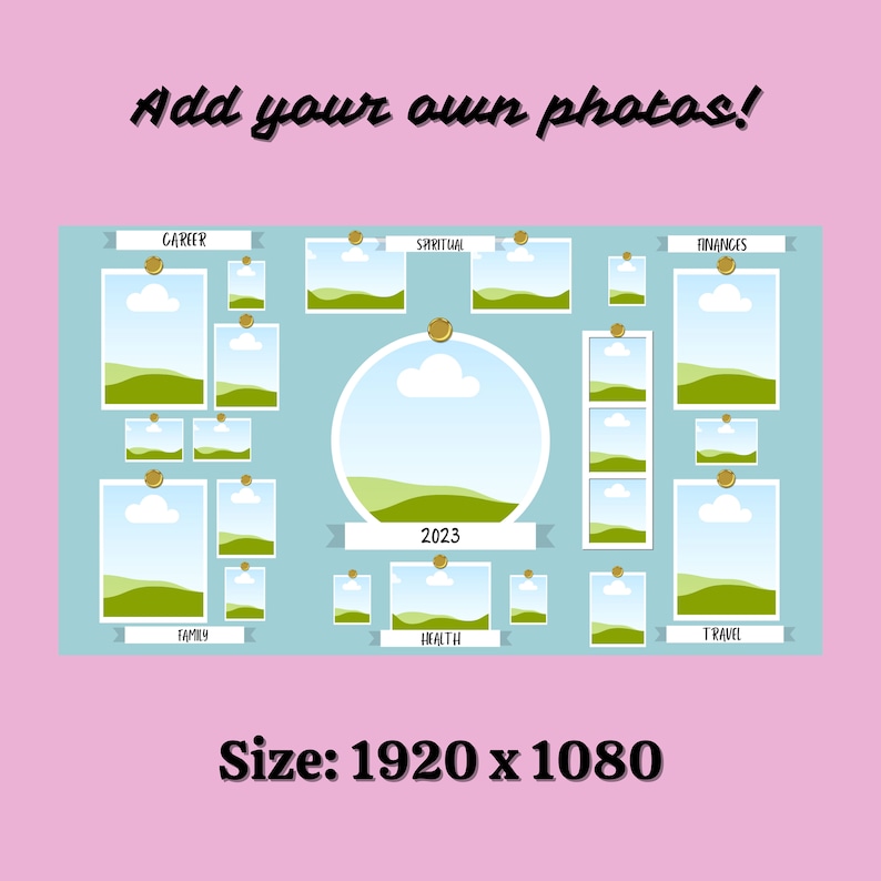 Vision Board Digital, Editable Vision Board Template, Manifestation ...