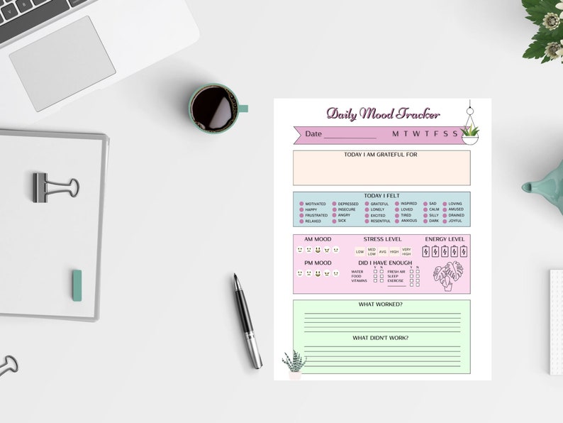 Mood Tracker | Digital Mood Tracker | Printable Mood Tracker | Daily ...
