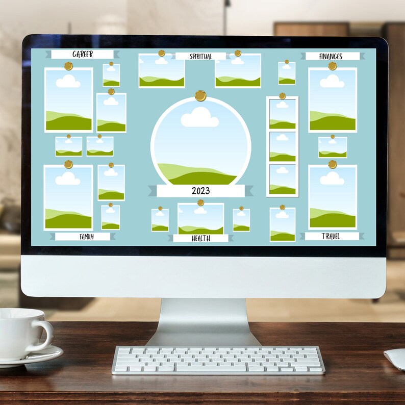 Vision Board Digital, Editable Vision Board Template, Manifestation ...