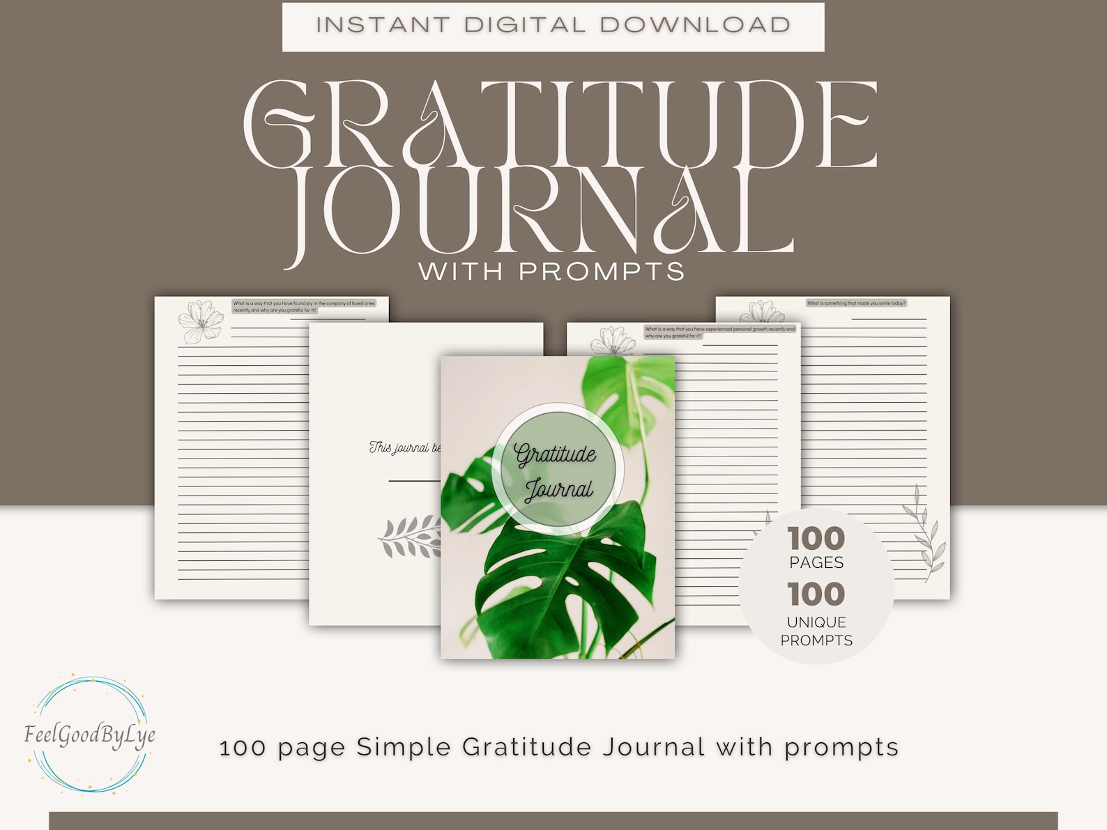 Digital Gratitude Journal With Prompts Simple Digital Journal 100 Page ...