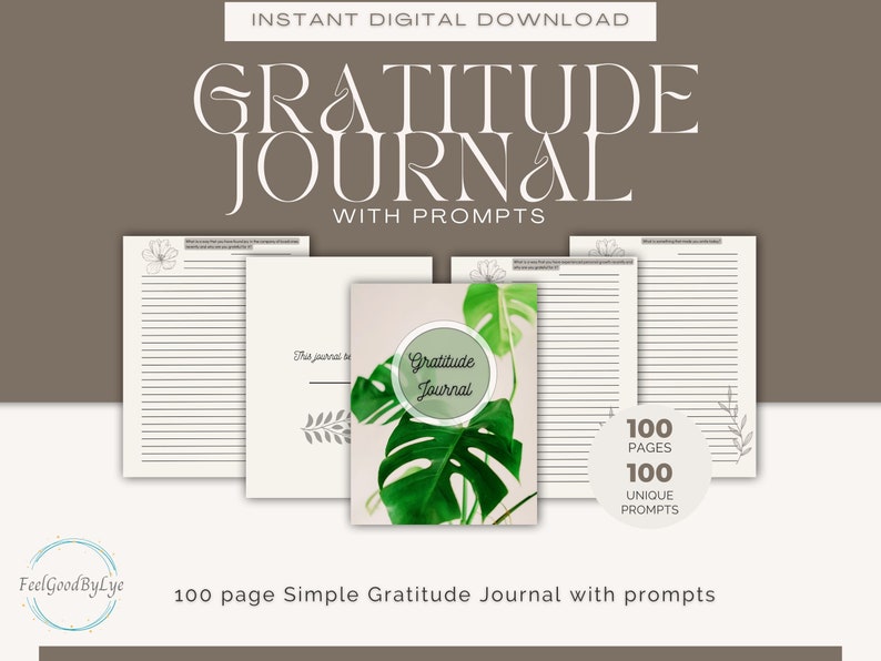 Digital Gratitude Journal With Prompts Simple Digital Journal 100 Page ...