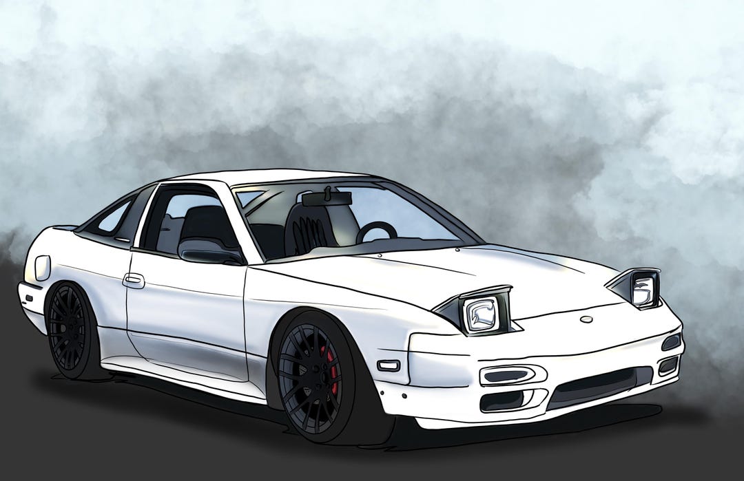 Digital Download/ Line Drawing Nissan 240sx Hatchback! Use as a Render ...