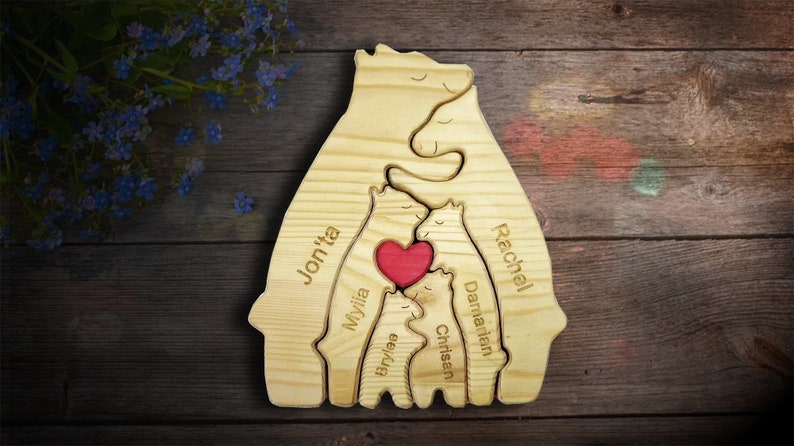 Wooden Bear Family Puzzle,engraved Family Name Puzzle,family Keepsake ... Wooden Bear Family Puzzle,engraved Family Name Puzzle,family Keepsake ...