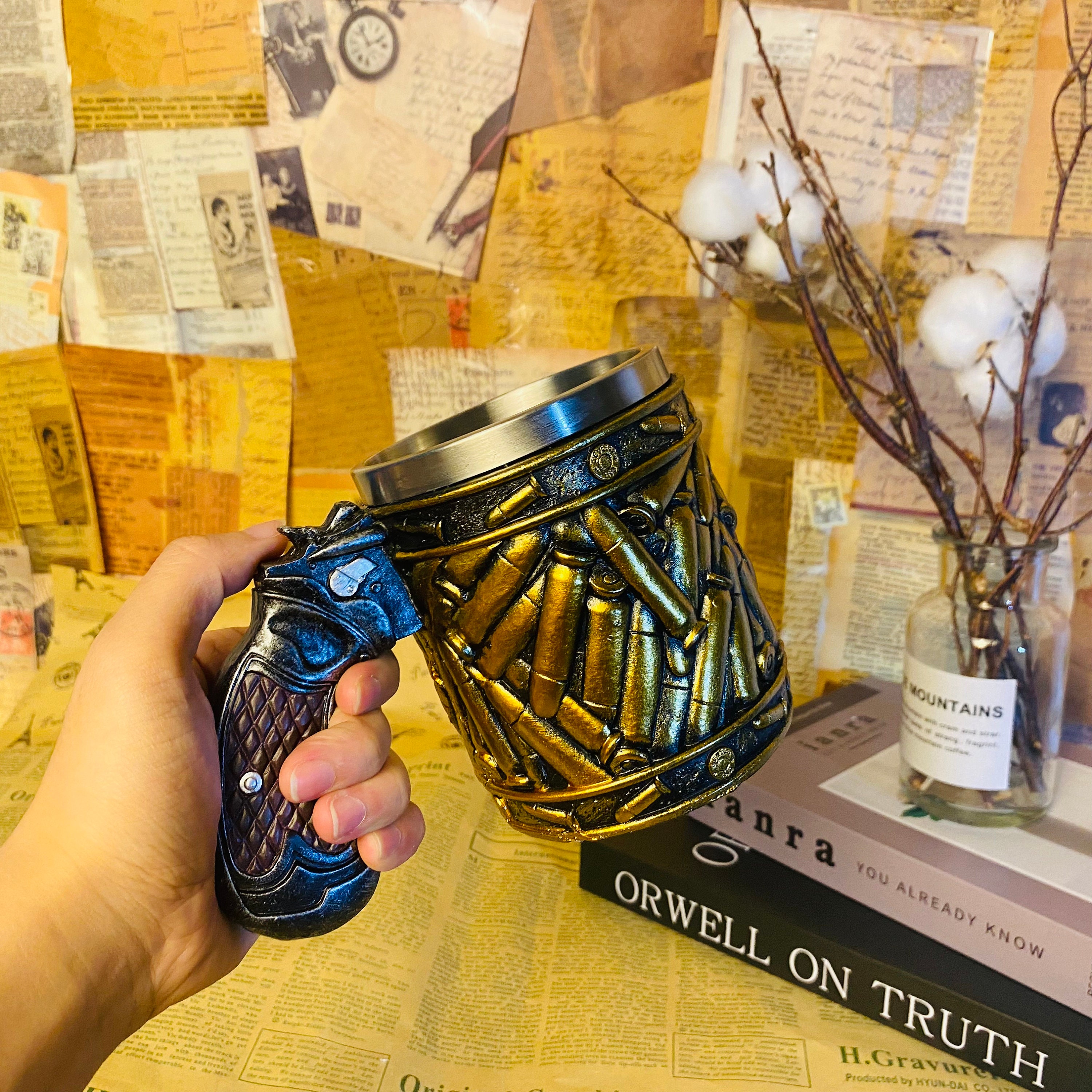 Pistol Grip Beer Mug: Stainless Steel Whiskey Glass - Etsy