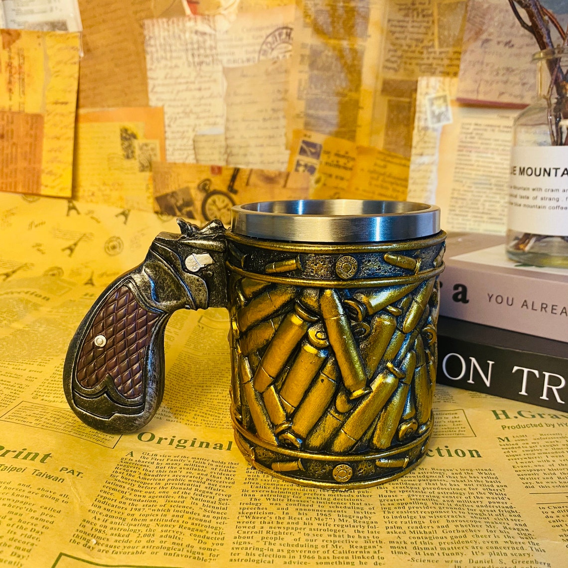 Pistol Grip Beer Mug: Stainless Steel Whiskey Glass - Etsy