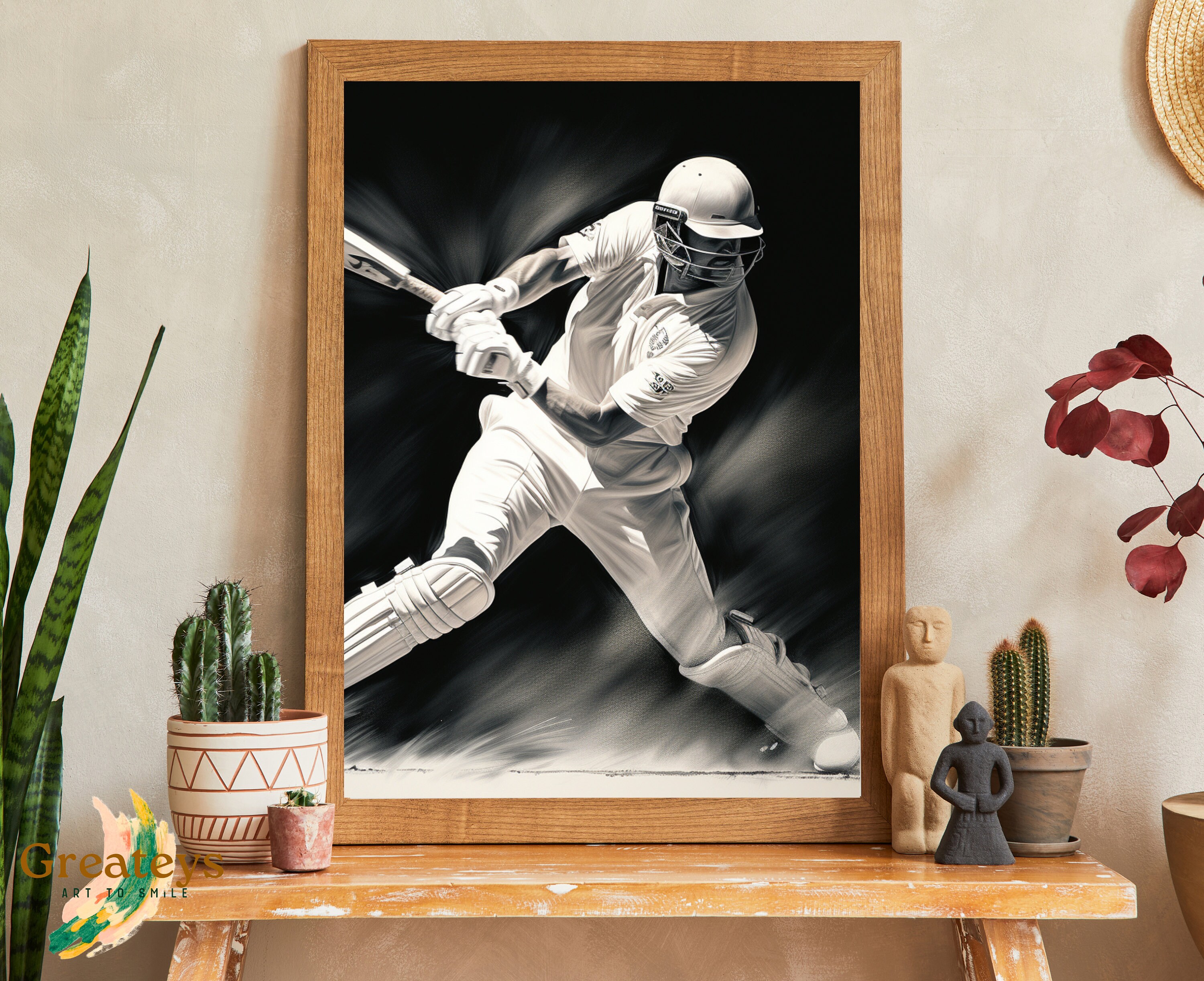 Cricket Player Man Collor Print Cricket Custom Cricket Gift Wall Decor ...