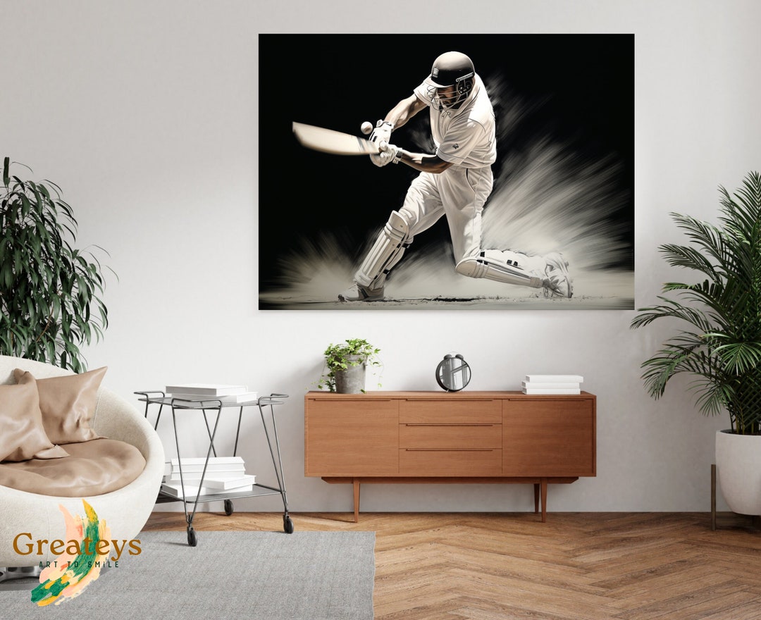 Cricket Player Man Collor Print Cricket Custom Cricket Gift Wall Decor ...