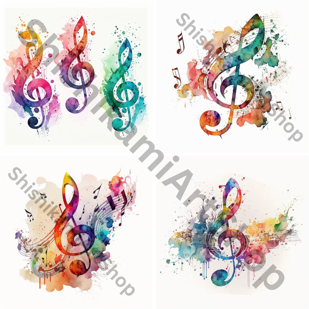 10 Music Note Clipart | Music Scores Watercolor | Card Making | Digital ...
