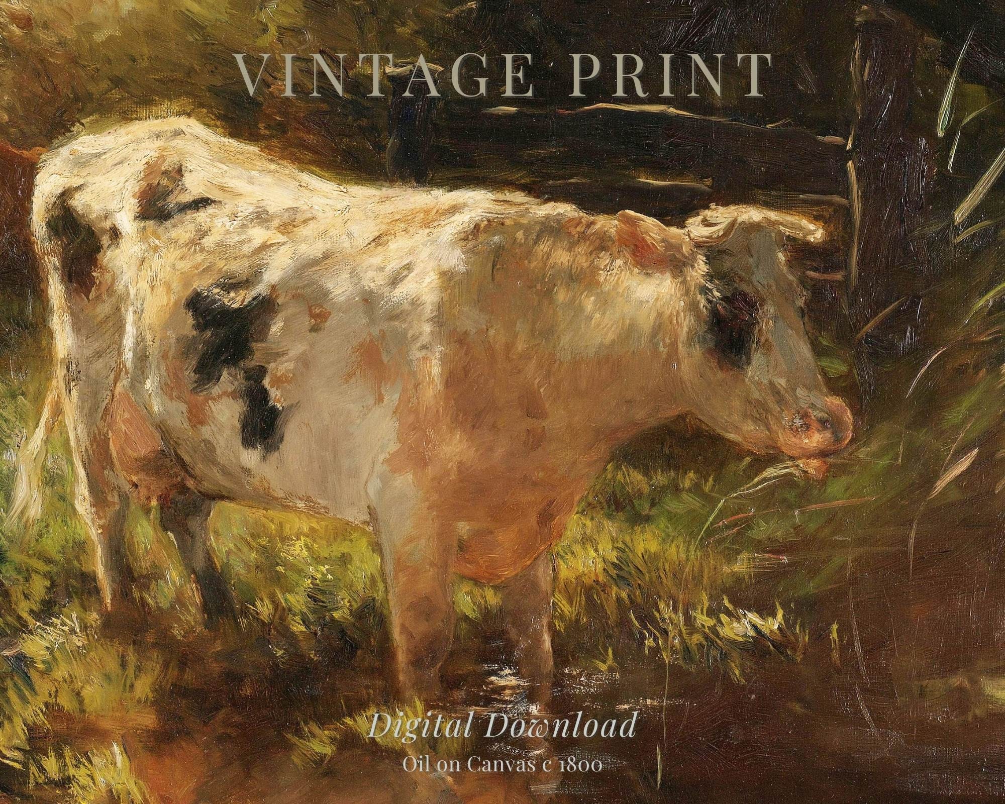 Vintage Farm Life Art With Cows Printable Wall Art Instant Download ...