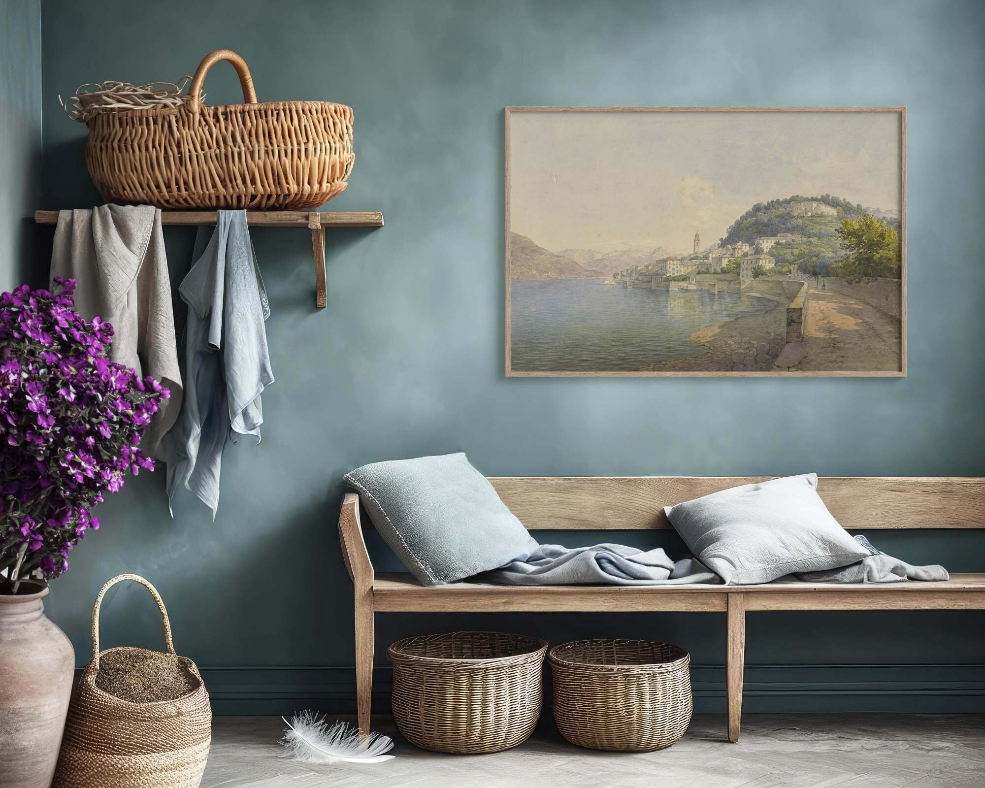 Vintage Italian Countryside Landscape Soft Pastel Landscape Digital Art ...