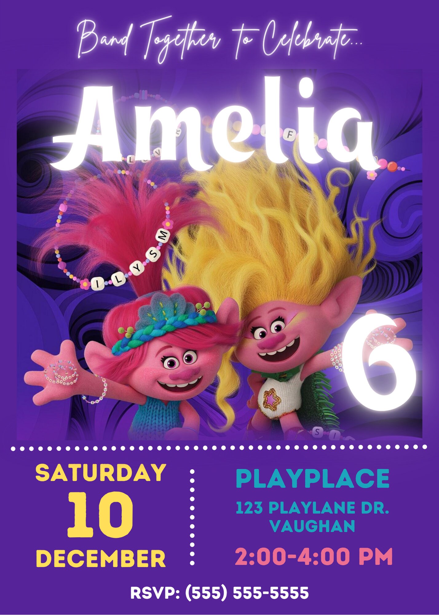 Trolls Invitation, Trolls Birthday Invite Printable, Trolls Band ...