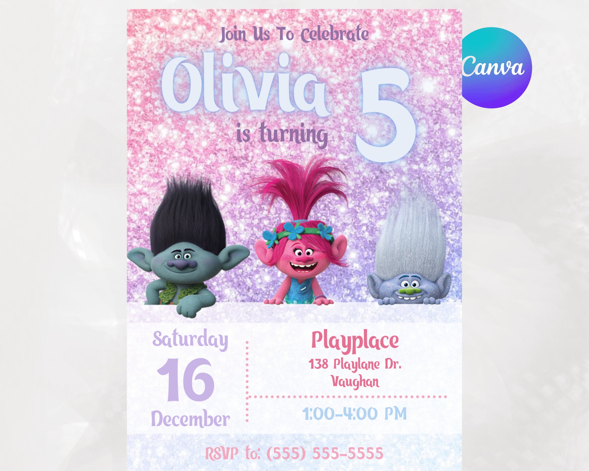 Trolls Invitation, Trolls Birthday Invite Printable, Trolls Craziest ...