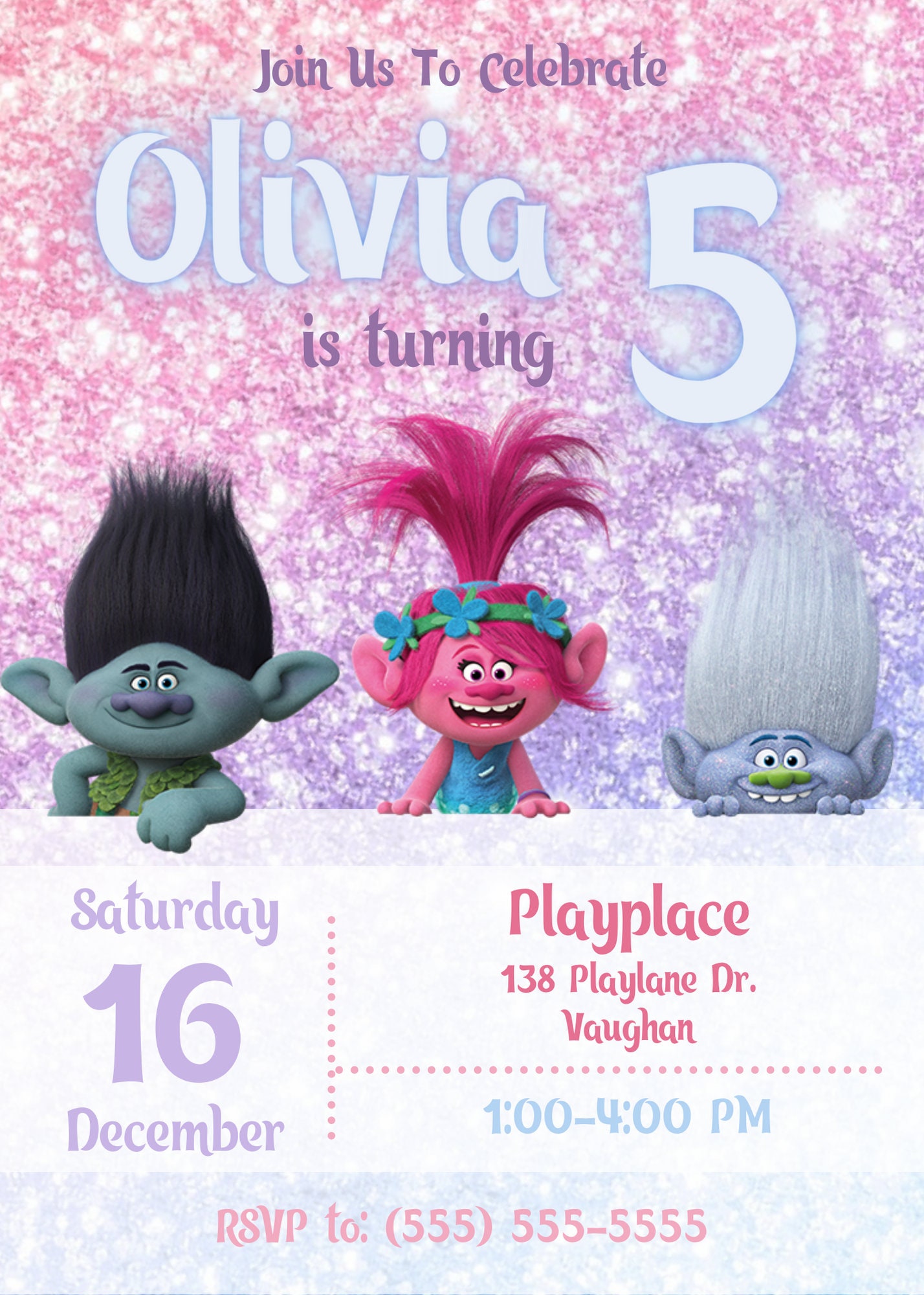 Trolls Invitation, Trolls Birthday Invite Printable, Trolls Craziest ...