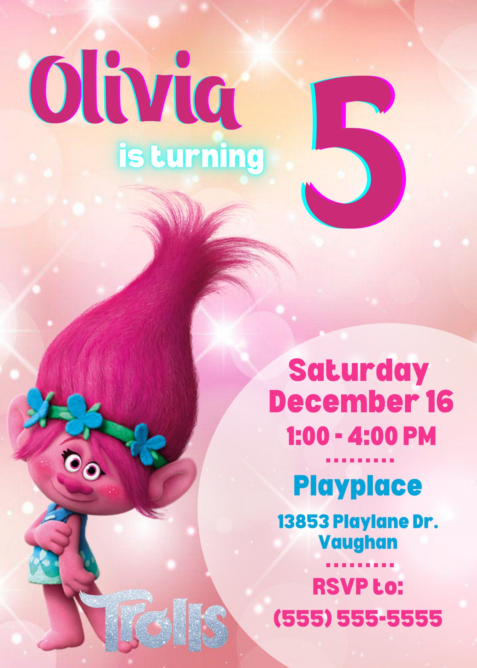 Trolls Invitation, Trolls Birthday Invite Printable, Trolls Craziest ...