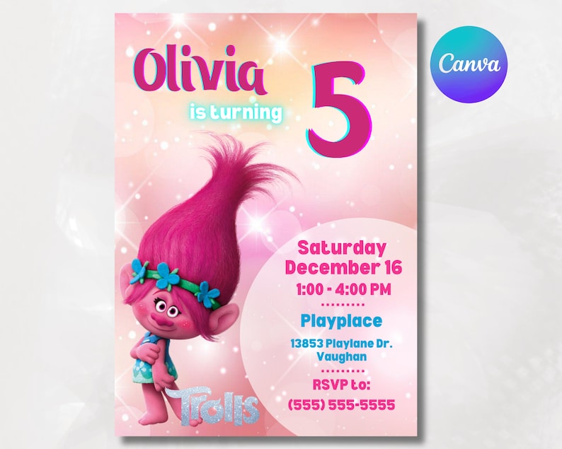Trolls Invitation, Trolls Birthday Invite Printable, Trolls Craziest ...