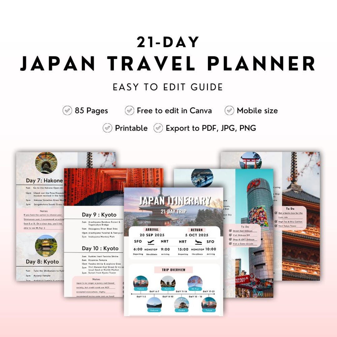 21 Day Japan Travel Itinerary: Canva Guide (digital Download) - Etsy