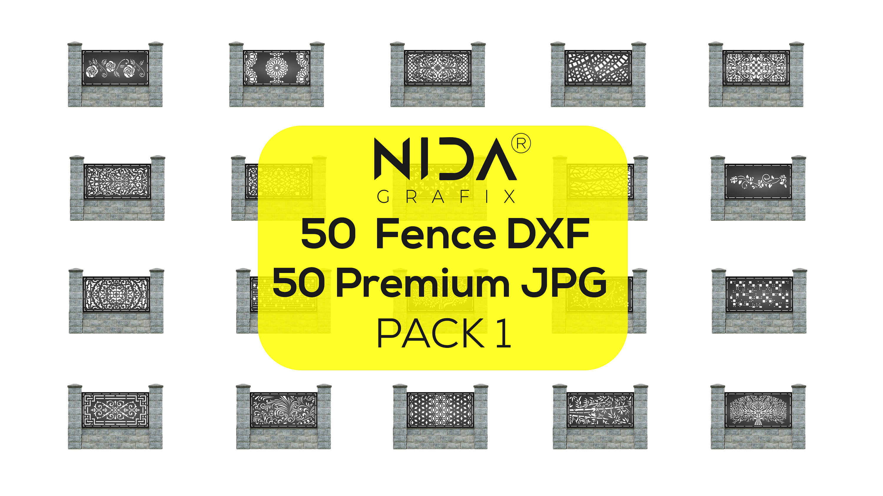 50 DXF Fence Panels & Premium JPG, Cnc File, Geometric Pattern ...