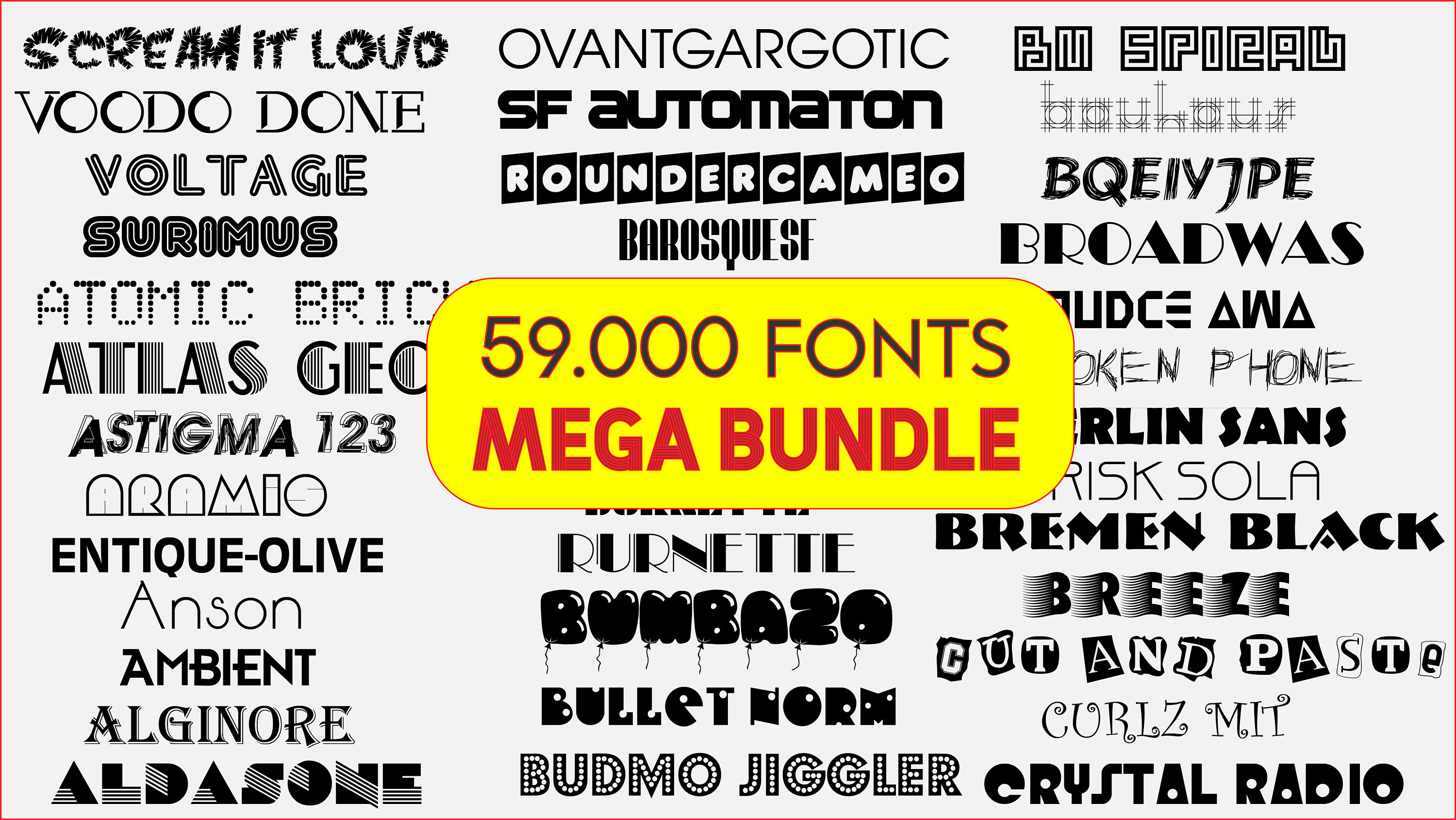 59.000 MEGA Bundle Fonts, Retro Font, Embroidery Font, Christmas Font ...