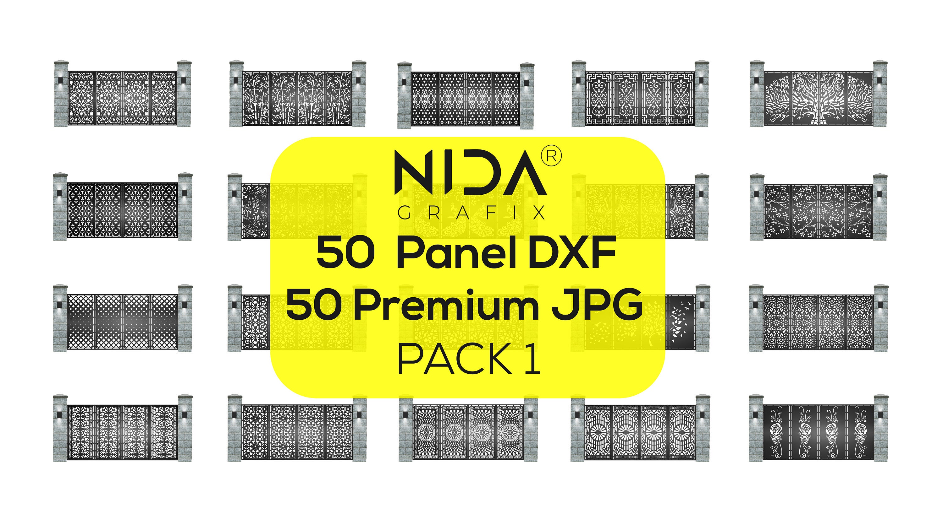 50 DXF Panels & Premium JPG, Cnc File, Geometric Pattern, Partitions ...