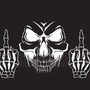 Skull Skeleton Middle Finger, 2 Colour Black&white - Etsy