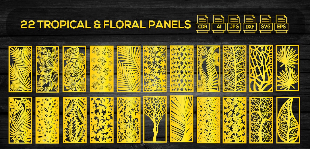 22 Panels Collection, Floral Pattern, Tropical Pattern, Vector Files ...