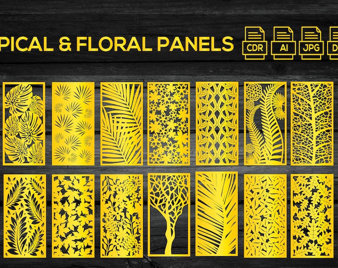 Exotic Tropical Panel Templates SVG Set #16. Monstera Plant Leaf. 7 ...