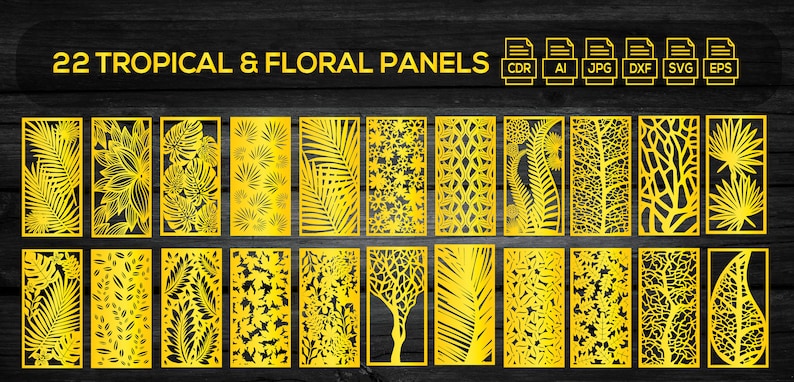 22 Panels Collection, Floral Pattern, Tropical Pattern, Vector Files ...