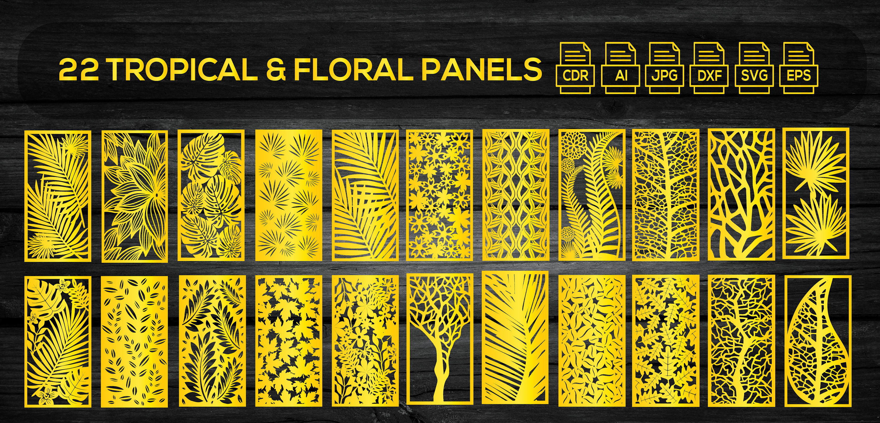 22 Panels Collection, Floral Pattern, Tropical Pattern, Vector Files ...