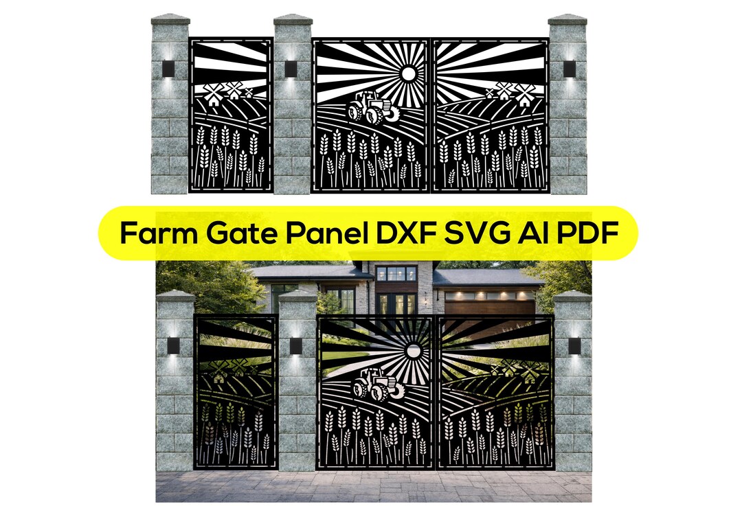 Farm Gate Panel DXF SVG | Laser Cut Metal Gate Design | Tractor Farm ...