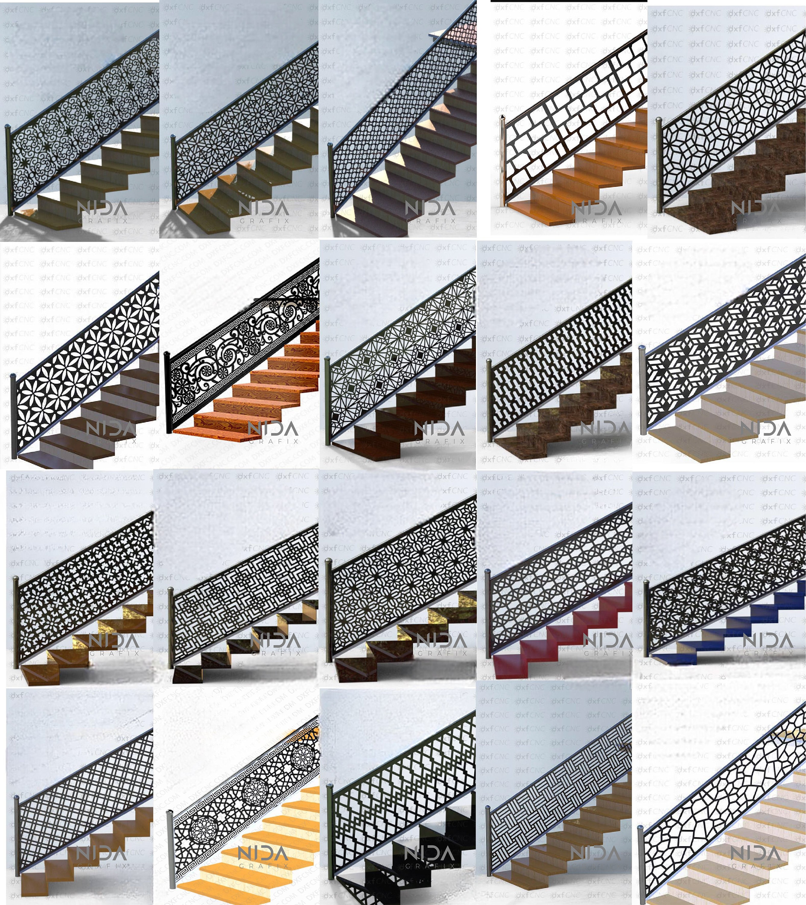 40 Decorative Stairs Railing Dxf Svg Ai, Privacy Screen, Stairs Railing ...