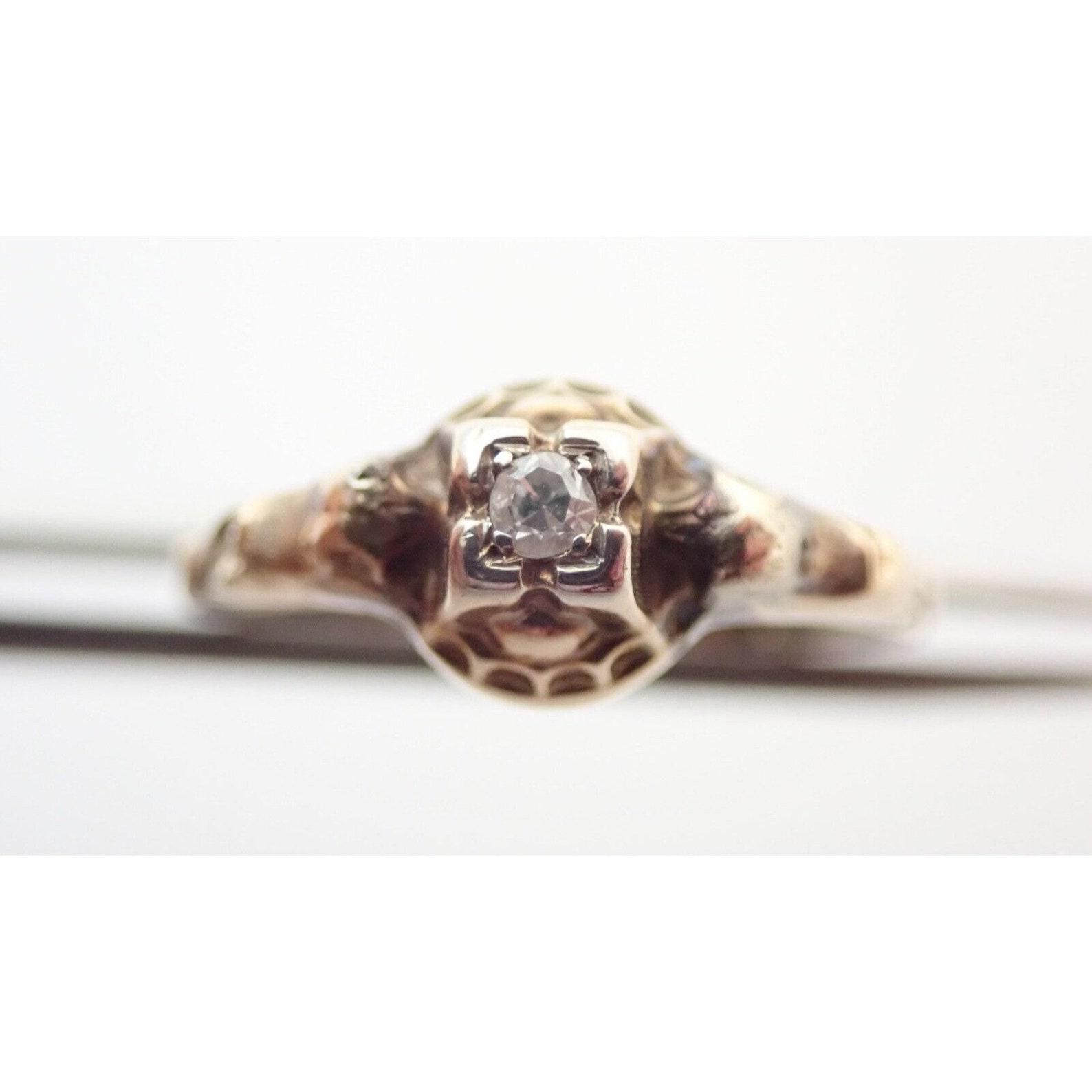 14k Solid Yellow Gold Antique Diamond Mount Wedding Band Ring Sz 6 - Etsy