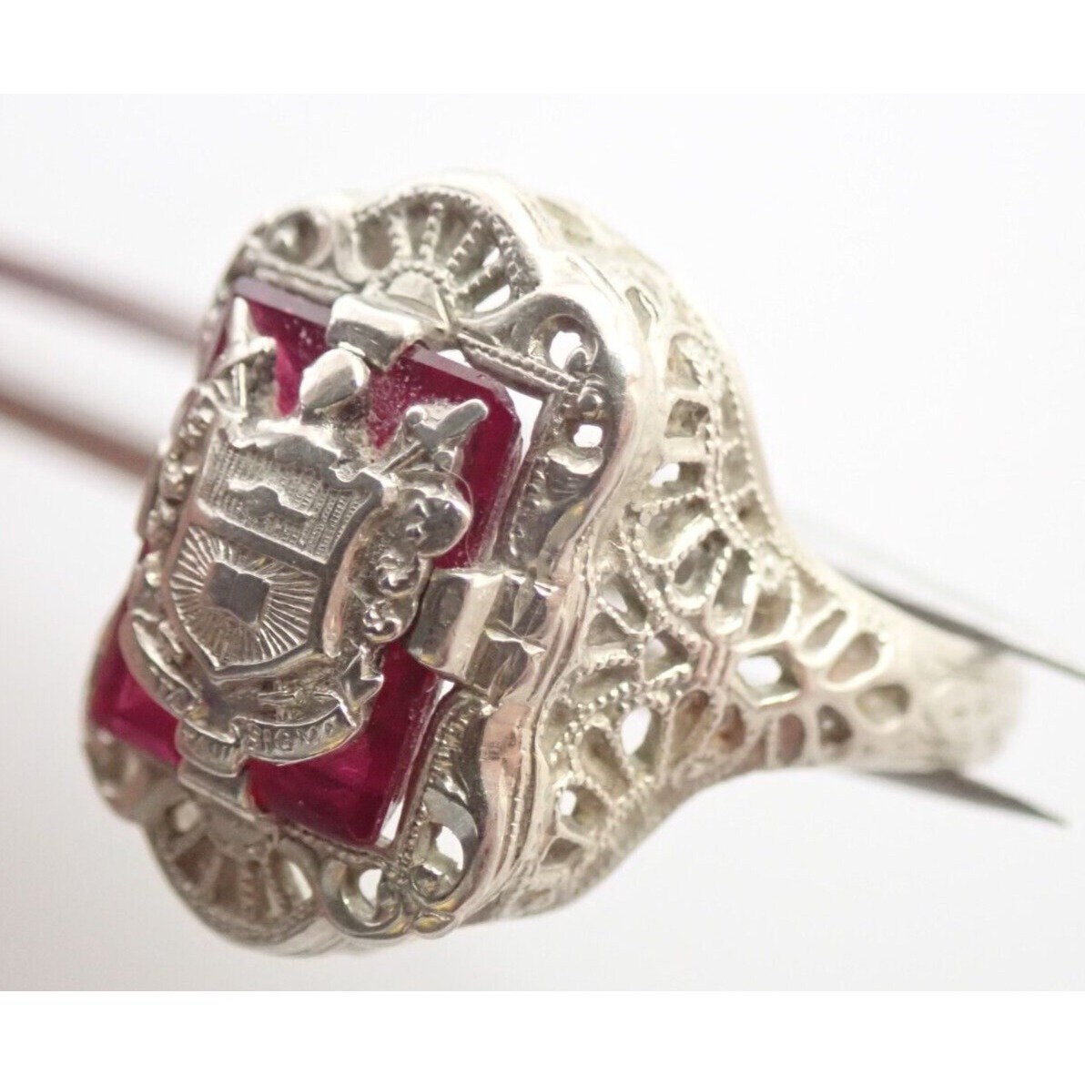 14k Solid White Gold Theta Tau Sigma Sorority Ruby Filigree - Etsy