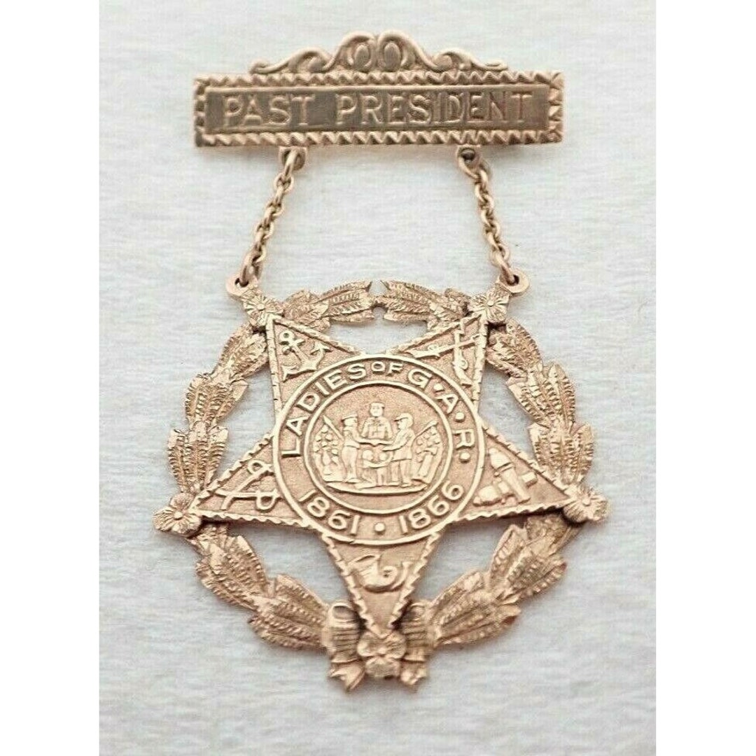 1922 Solid Gold Past President Ladies GAR Grand Army Republic Badge ...