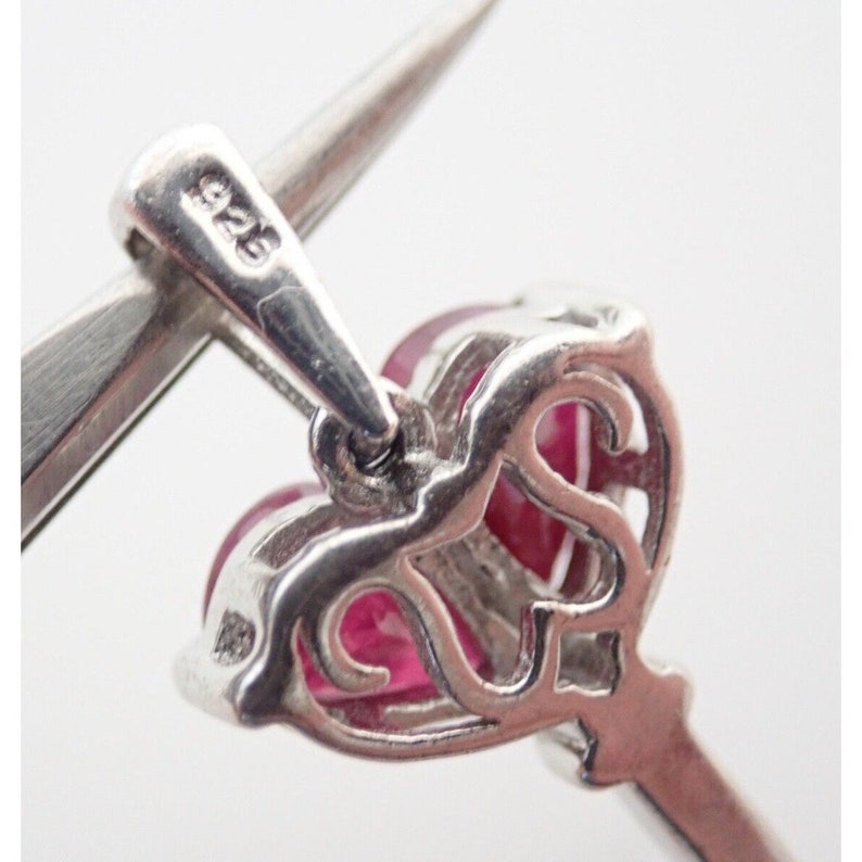 Sterling Silver Pear Shaped Ruby Heart Diamond Key Necklace Pendant - Etsy