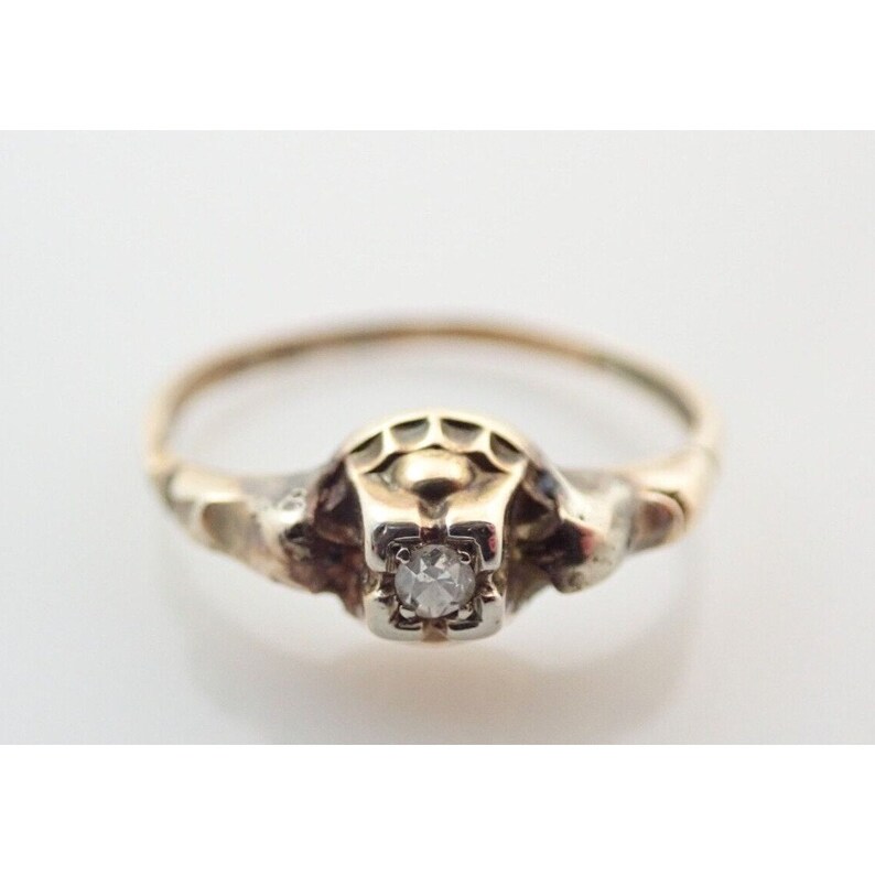 14k Solid Yellow Gold Antique Diamond Mount Wedding Band Ring Sz 6 - Etsy