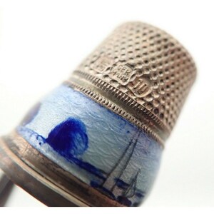 Vintage Germany Sterling Silver Guilloche Enamel Windmill Boat Sewing ...