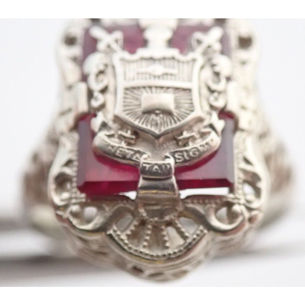 14k Solid White Gold Theta Tau Sigma Sorority Ruby Filigree - Etsy