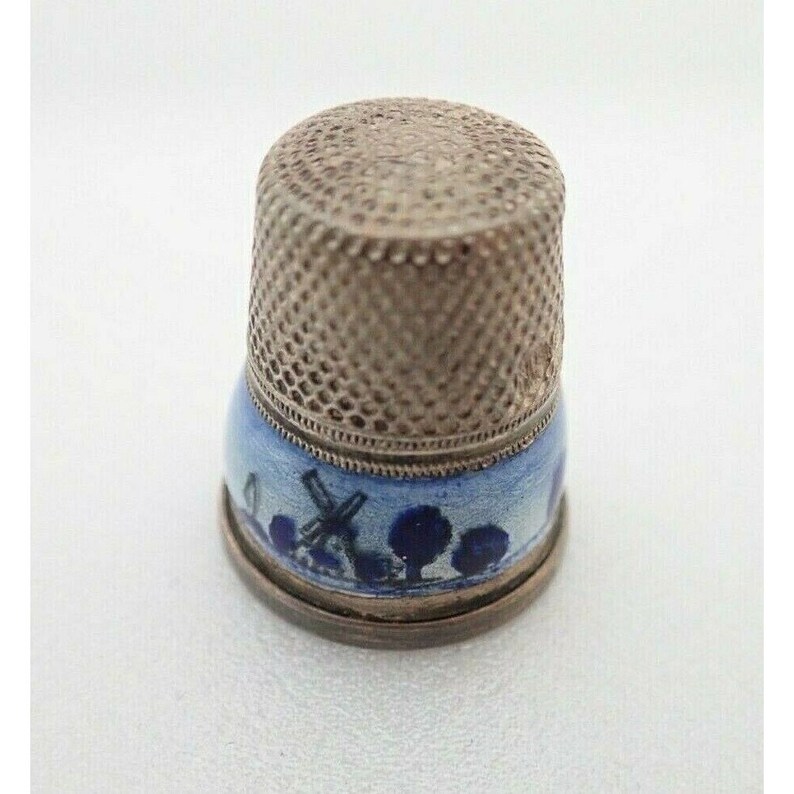 Vintage Germany Sterling Silver Guilloche Enamel Windmill Boat Sewing ...