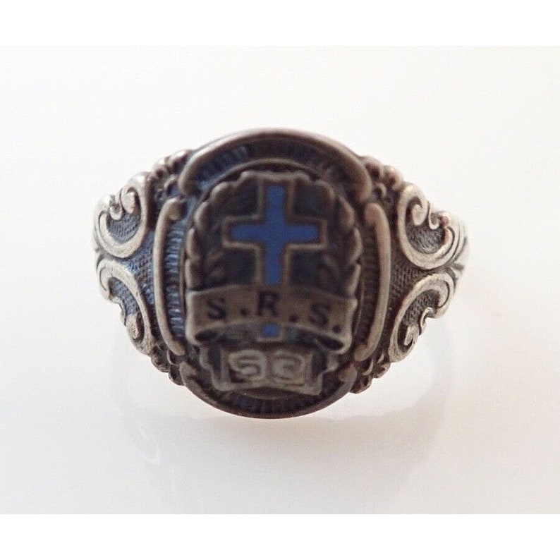 1953 St. Saint Catholic Class School Enamel Cross Repousse Sterling ...