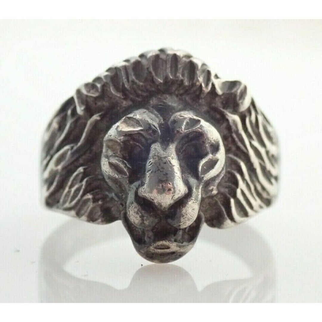 Vintage Sterling Silver Repousse Lion Head BIKER Band Ring Sz 7 - Etsy
