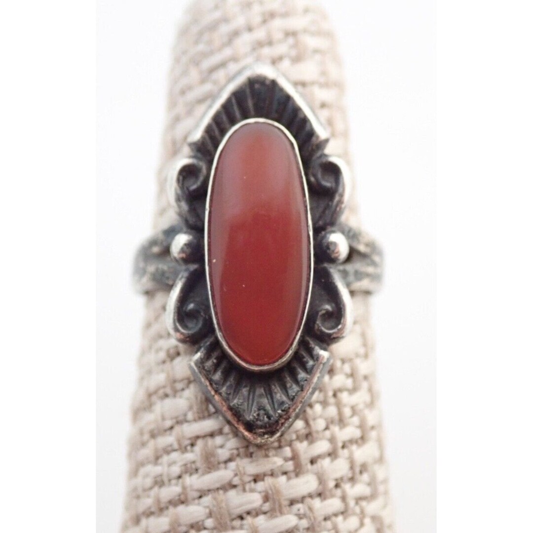 Vintage Bell Trading Post Signed Carnelian 1" Sterling Silver Ring Sz 5 ...