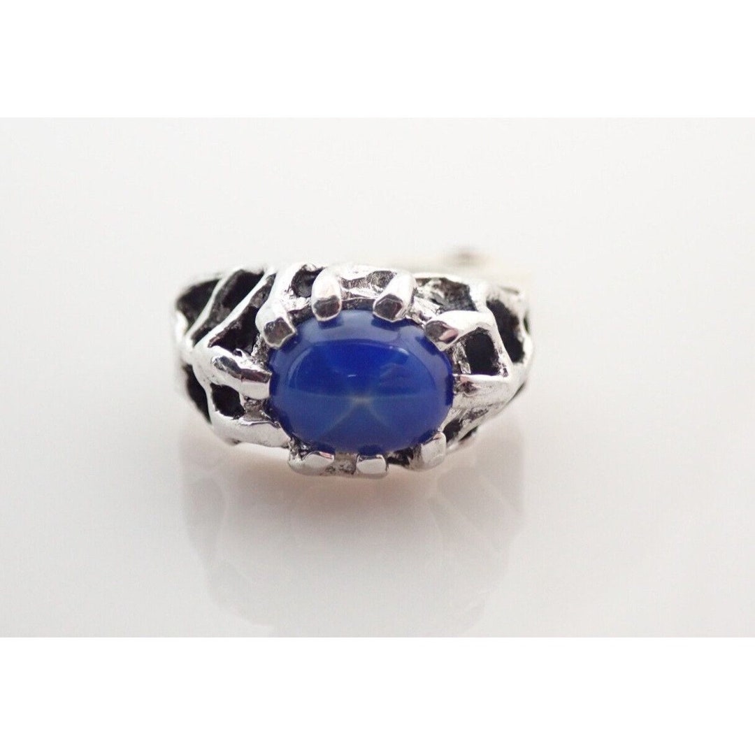 Vintage New Old Stock Sterling Silver Faux Star Sapphire Sz 9.5 NOS - Etsy Vintage New Old Stock Sterling Silver Faux Star Sapphire Sz 9.5 NOS - Etsy