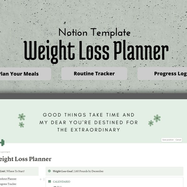Weight Loss Planner Notion Template: Editable Weight Loss Tracker ...