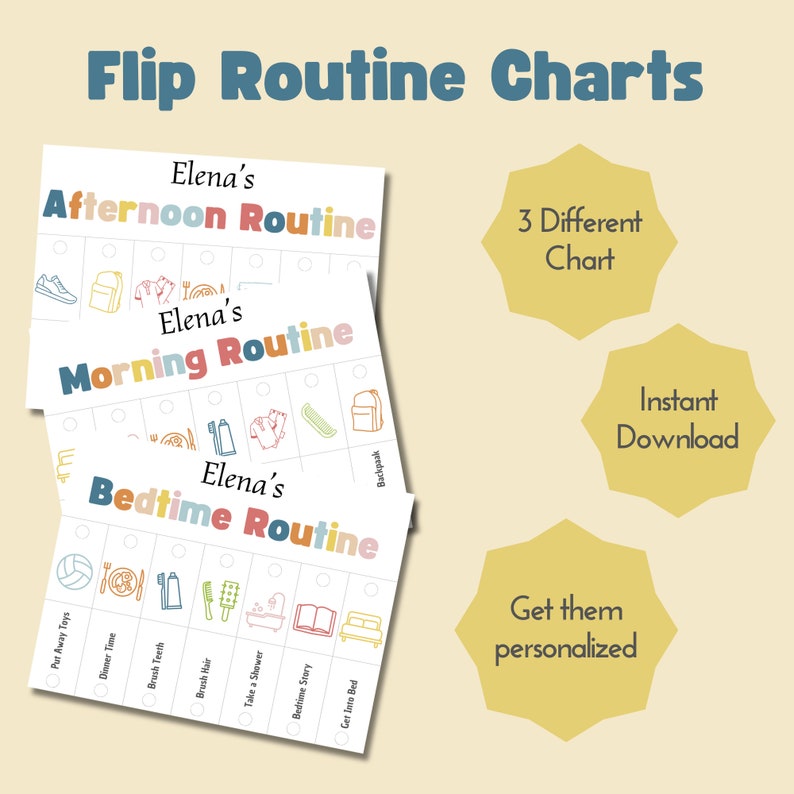 Routine Flip Chart Printable, Chore Flip Routine Morning Flip Chart ...