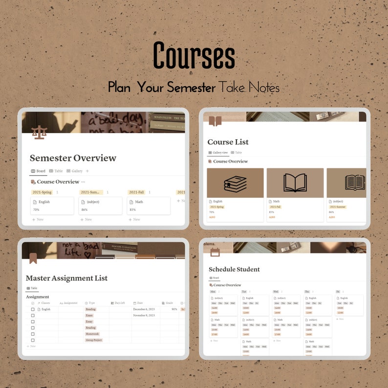 University Planner Notion Template Digital Student College Journal ...