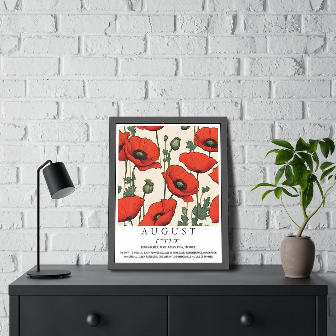 Poppy August Birth Month Flower Watercolor Botanical Wall Art Unique ...