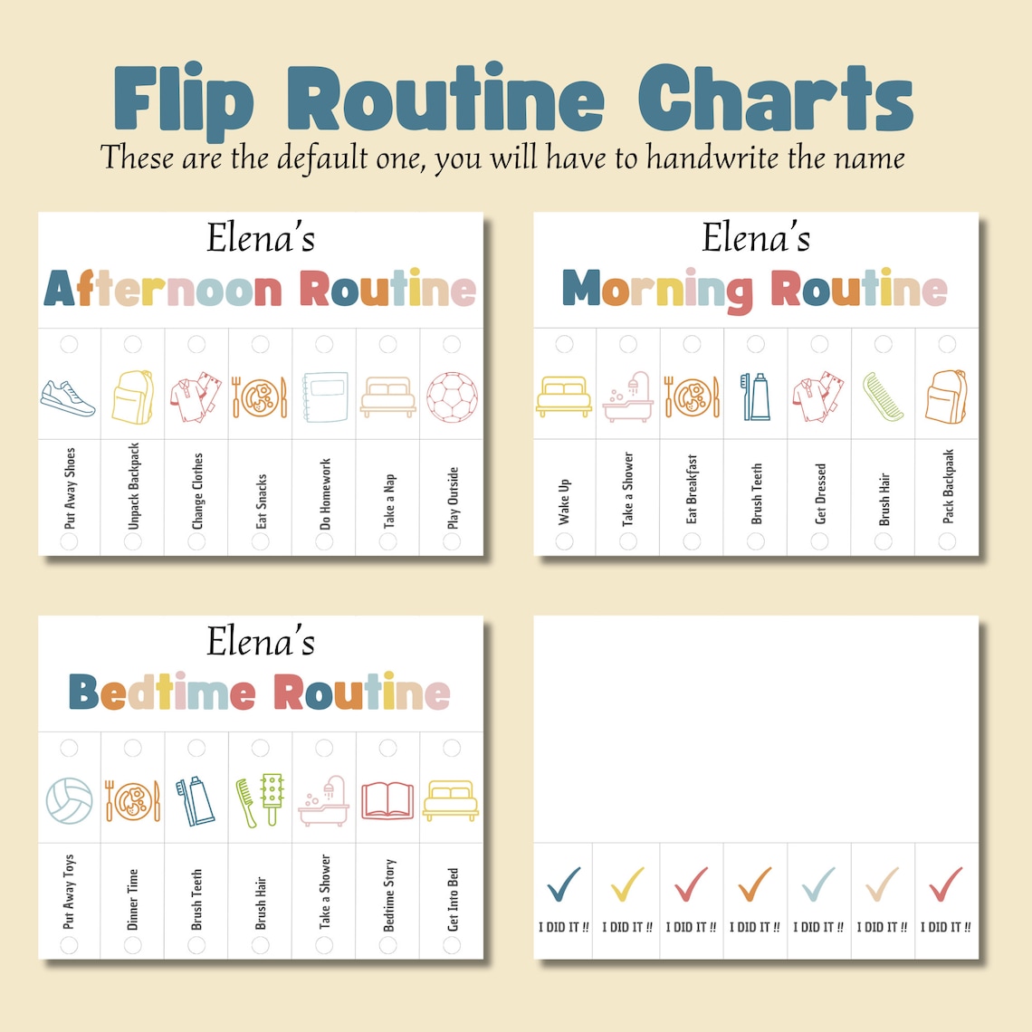Routine Flip Chart Printable, Chore Flip Routine Morning Flip Chart ...
