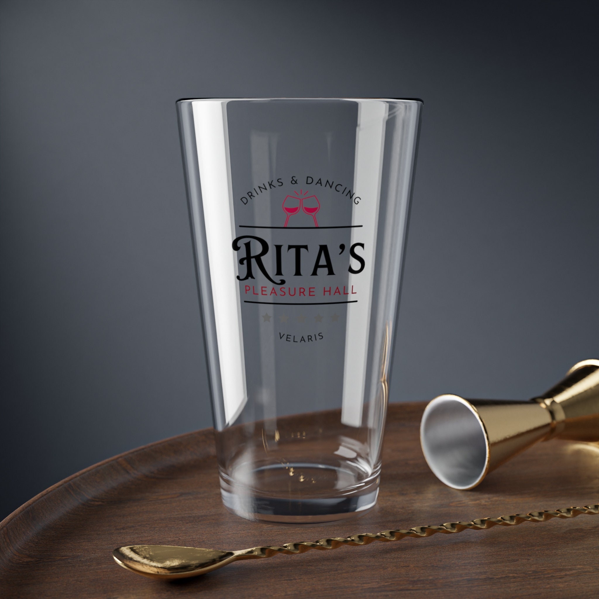 Acotar Rita's Bar Glass Bookish Merch 16oz Cocktail Fantasy Gift Acomaf Tumbler Velaris Mixing ...
