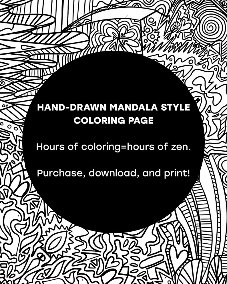 Mandala Style Coloring Page | Hand-drawn - Etsy